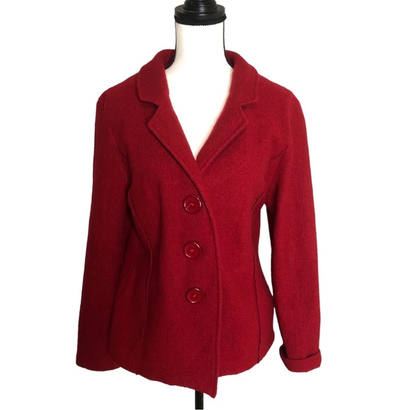 Linea Domani | Jackets & Coats | Linea Domani Wool Red Blazer Felted ...